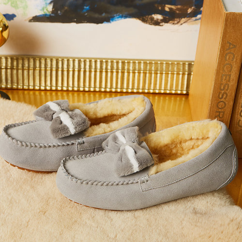 【DK UGGDK UGG 平跟鞋】【澳洲直邮】【2020秋冬】DK UGG/DK UGG 平跟鞋 莫卡辛彩色羊毛皮毛一体蝴蝶结毛豆豆鞋DK220【正品 价格 图片】 - 寺库网