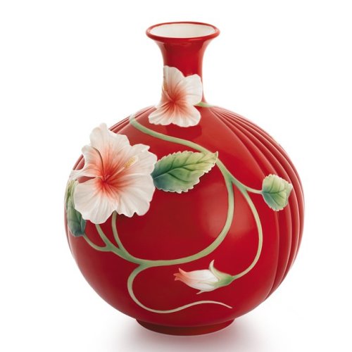 franz法蓝瓷 花瓶 花器红色系 旺富木槿 圆陶瓷花瓶花器 艺术工艺品摆件 家居装饰品 精美礼品正品 价格 图片 寺库网