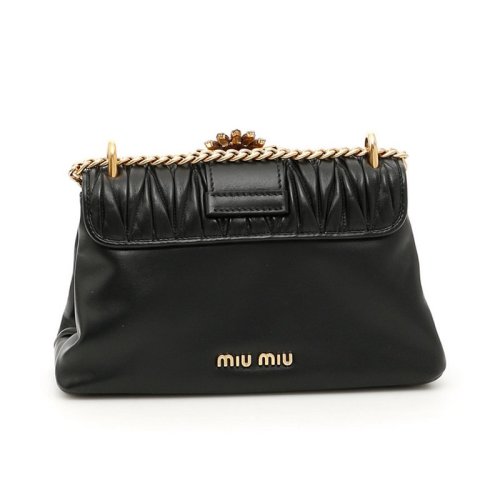 【Miu Miu缪缪 手提包】Miu Miu/缪缪女包 女士黑色小牛皮翻盖单肩斜挎包 5BD103-2B4U-F0002【正品 价格 图片】 - 寺库网