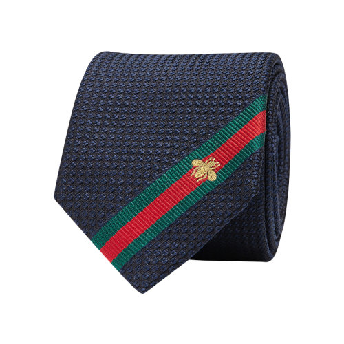 【GUCCI古驰 领带】GUCCI/古驰 深蓝色红绿条小蜜蜂领带/领结/领带夹领带 7*148cm456510 4E002 4066【正品 ...