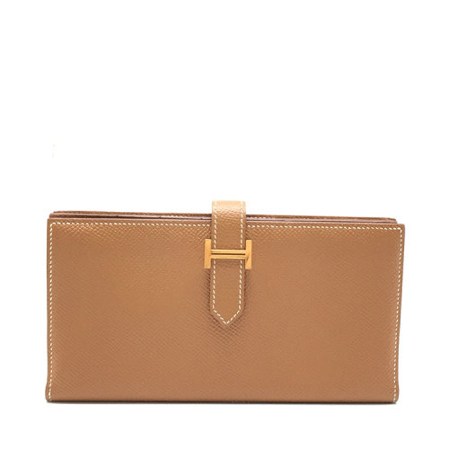 【HERMES爱马仕 钱包】HERMES(爱马仕) 经典款Bearn系列女士金色皮质长款钱夹【正品 价格 图片】 - 寺库网