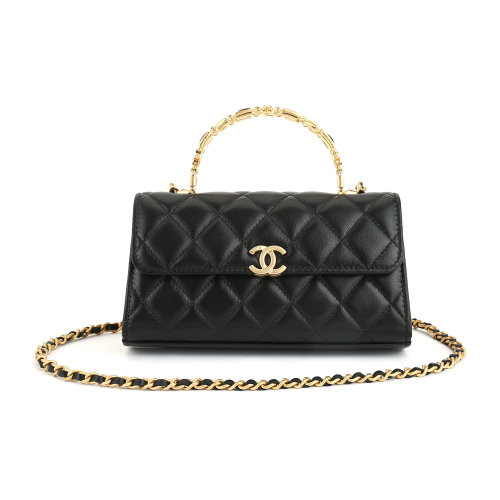 【CHANEL香奈儿 斜挎包】【22B秋冬新款现货秒发】CHANEL/香奈儿 珐琅手柄链条口盖手机包 黑色小羊皮【正品 价格 图片】 - 寺库网