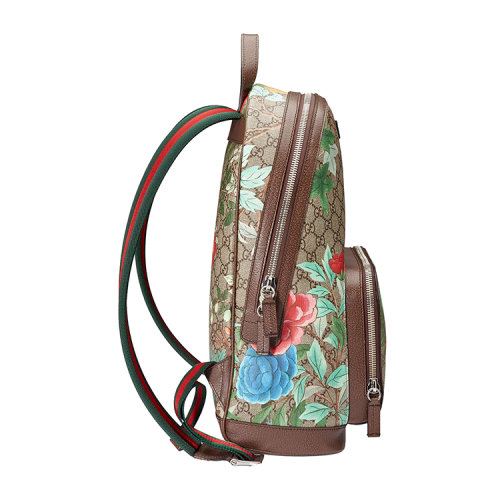 【GUCCI古驰 双肩包】GUCCI/古驰 Tian GG Supreme彩色花卉花鸟图案装饰PVC/配皮女士双肩包#428027 K0LCN ...