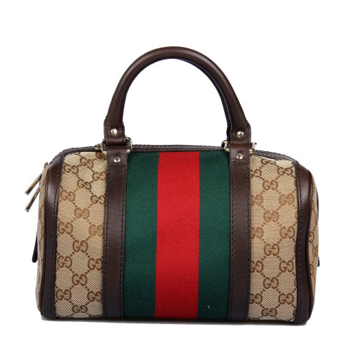 【GUCCI古驰 单肩包】GUCCI（古驰）经典帆布棕边红绿条纹两用包【正品 价格 图片】 - 寺库网