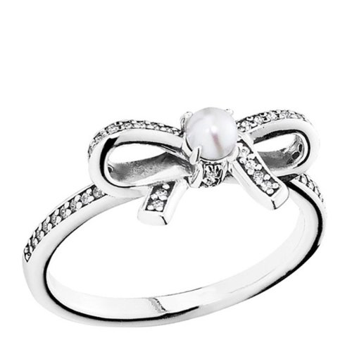 【PANDORA潘多拉 戒指/指环】PANDORA/潘多拉 女士银色银质珍珠蝴蝶结戒指 190971P【正品 价格 图片】 - 寺库网